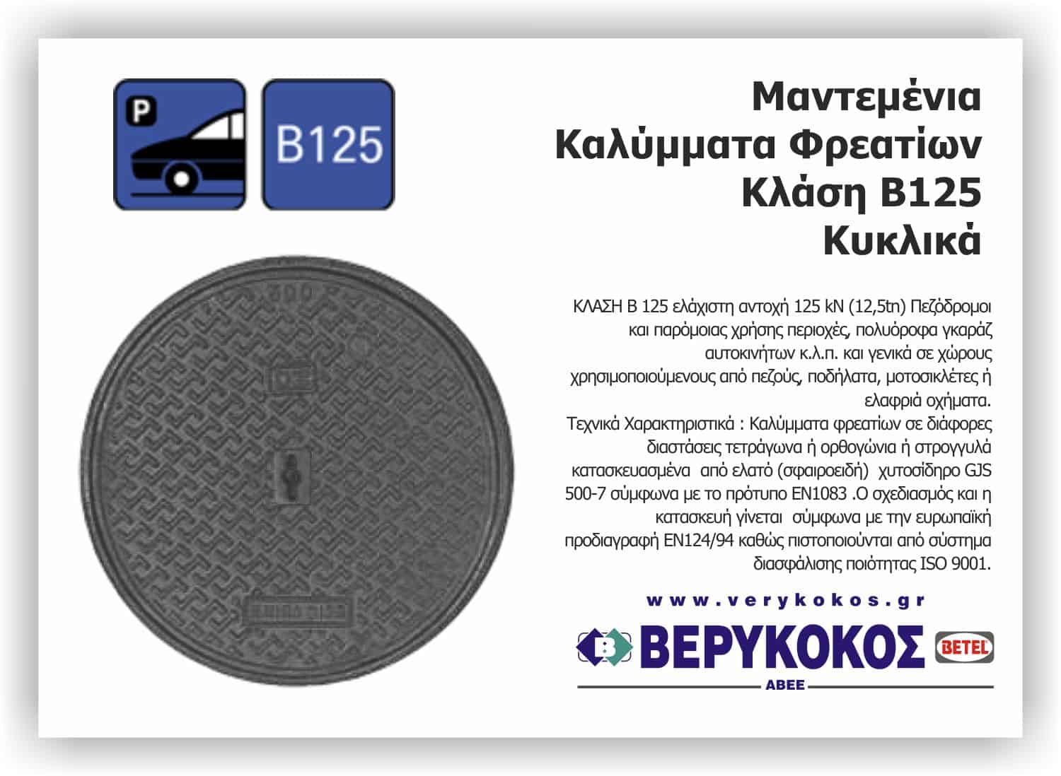 ΜΑΝΤΕΜΕΝΙΑ ΚΑΛΥΜΜΑΤΑ ΦΡΕΑΤΙΩΝ ΚΛΑΣΗ B125 - ΚΥΚΛΙΚΑ